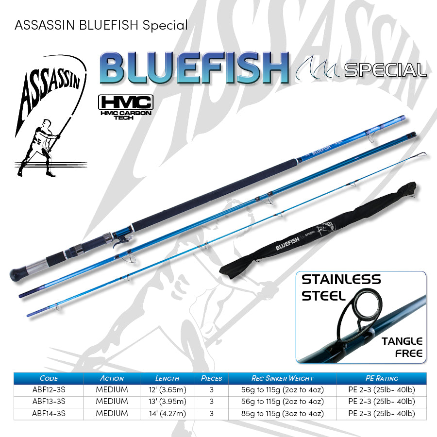 ROD ASSASSIN BLUEFISH 14' ULTRA SP 3-4OZ 3PCE – All Out Angling